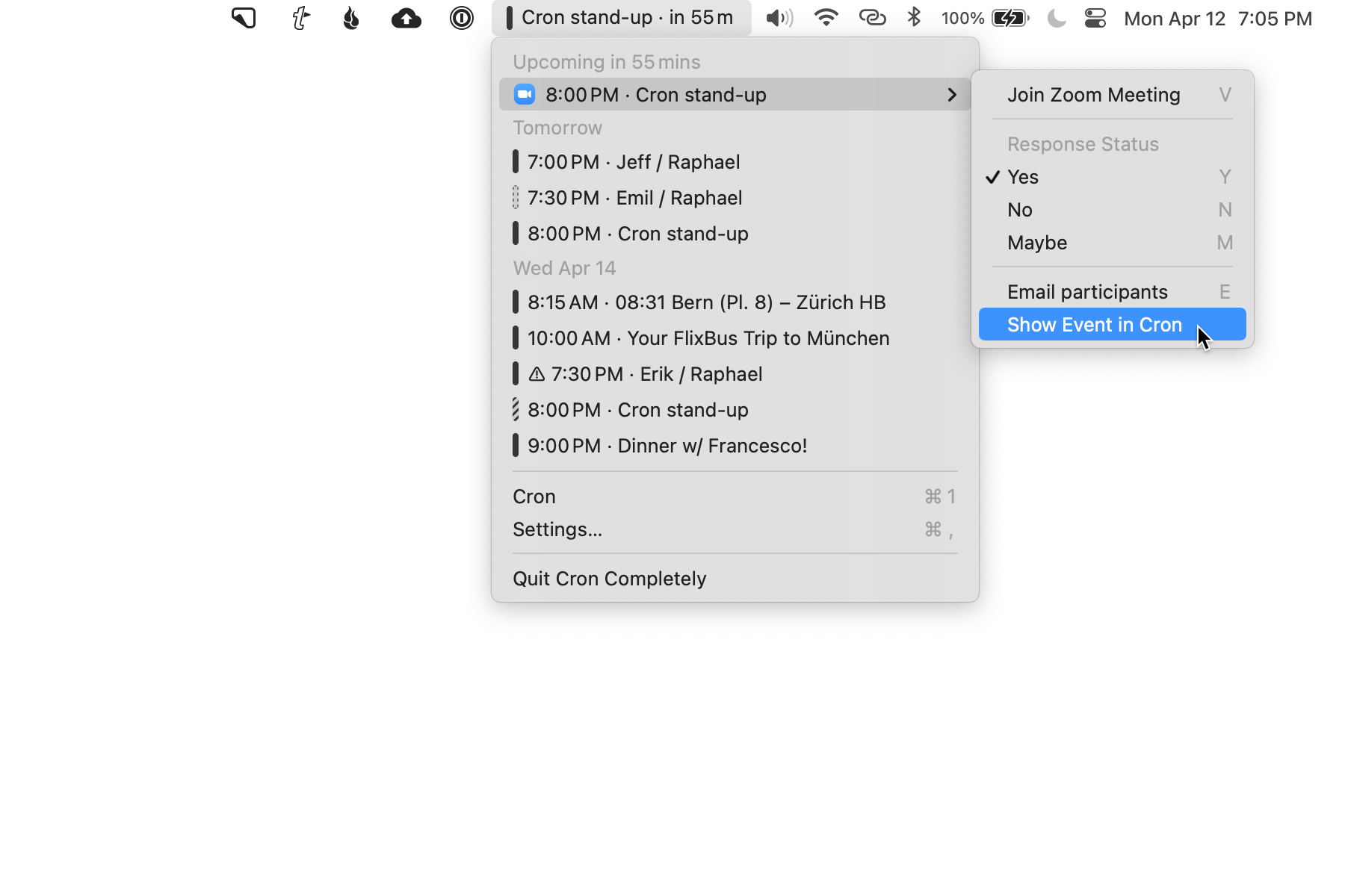 Cron Changelog Apr 12 2021 Menu Bar Calendar