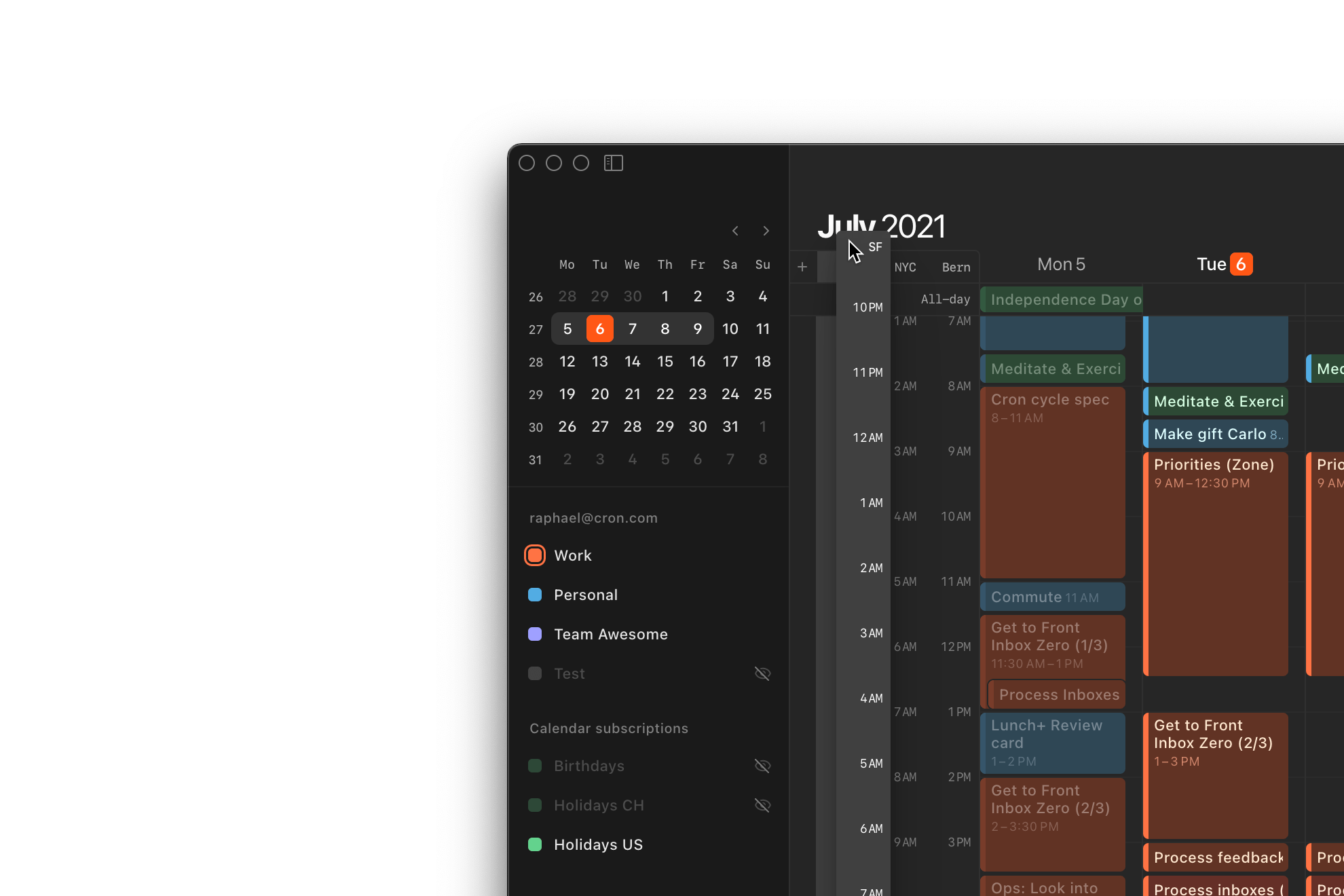 Cron Changelog Jul 5 2021 Time Zone Switcher And Calendar Reordering